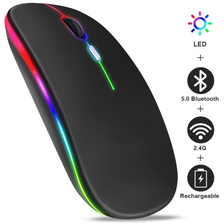 Wireless Mouse RGB Rechargeable Bluetooth Mice Wireless Computer Mause ...