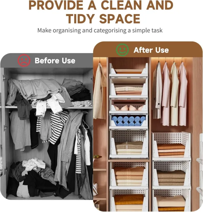 1pcs Foldable Wardrobe Storage Organizers Stackable Plastic Cupboard ...