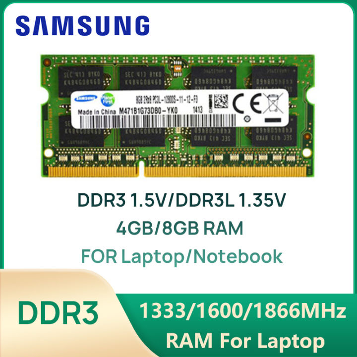 Samsung Laptop Memory DDR3 1.5V /DDR3L 1.35V 1333 1600 1866 MT/s MHz 4GB 8GB RAM 204pin SO-DIMM ...