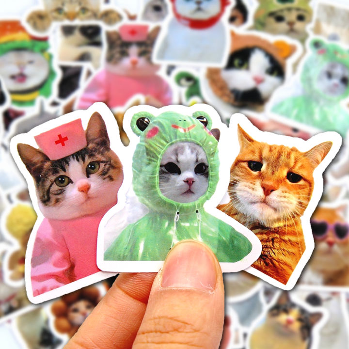 10/50/100pcs Funny Cat Stickers Cartoon Cute Decals Toy Stationery ...