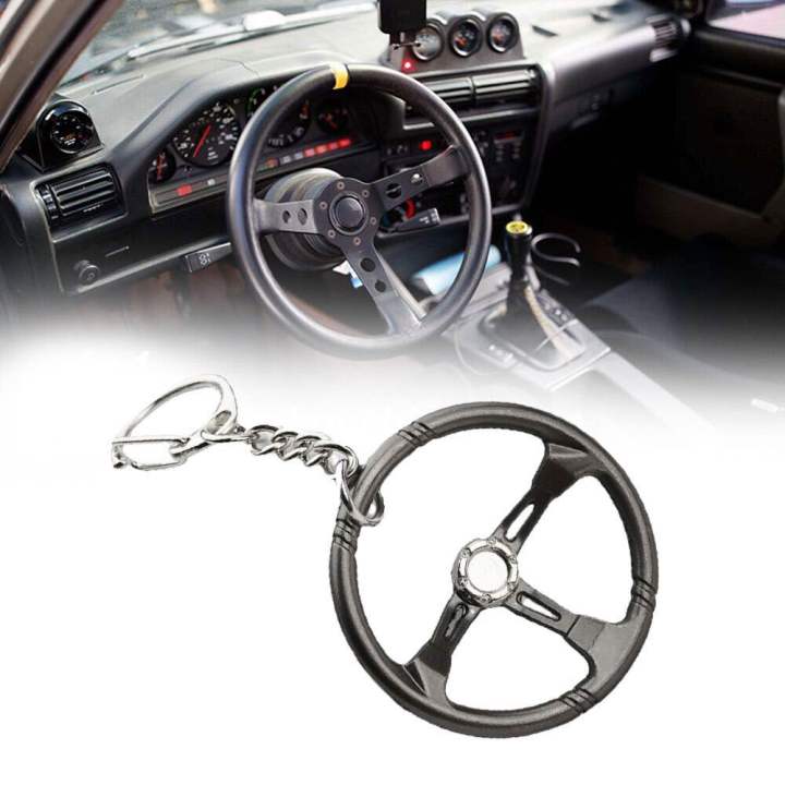 Creative Keychain Steering Wheel Shape Car Keyring Metal Key Chain Ring ...