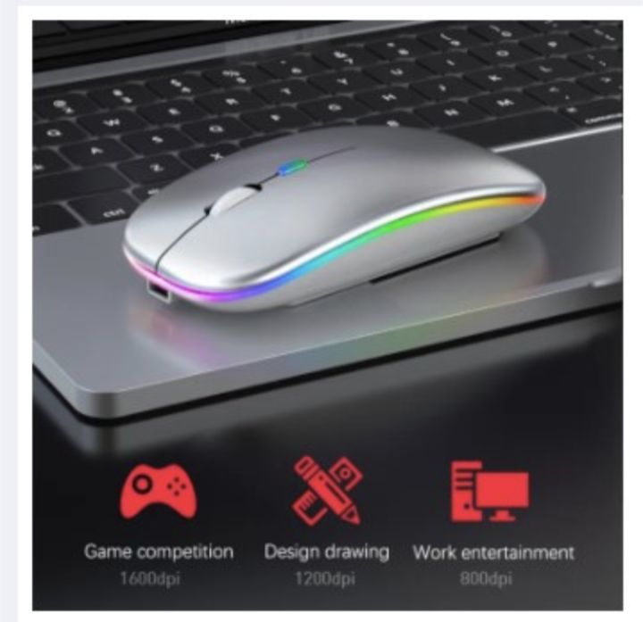 Rechargeable Wireless Gaming Mouse with Silent Buttons, RGB Backlight ...