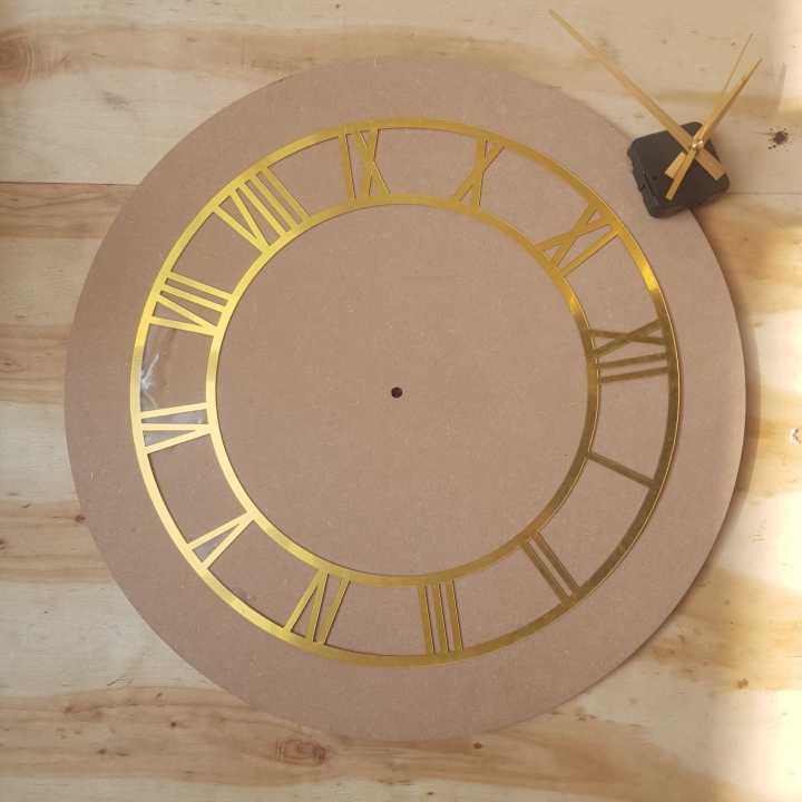 MDF clock deal having 18 inches mdf, 15 inches roman dial, 5 inches ...