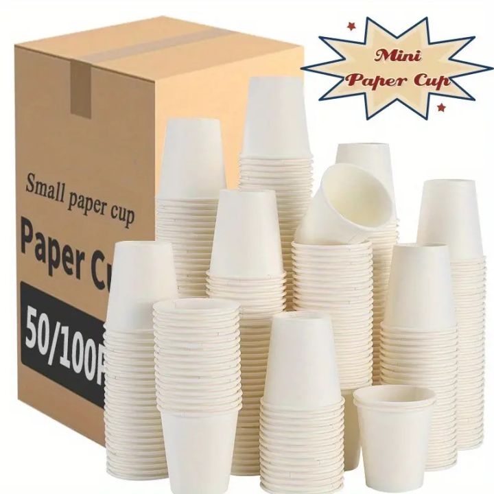 50/100PCS Disposable Small Paper Cups Thickened Durable Disposable Mini ...