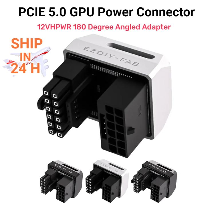 12VHPWR 180 Degree Angled Adapter 600W 16 Pin GPU Power Connector Pcie ...