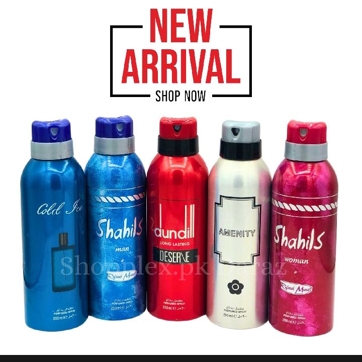 Body Spray Perfumed Deodorants Pack of 5 Big Bottle 200ml Cold Ice ...