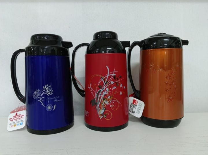 1 liter metallic body vacuum push flask mixed color | Daraz.com.bd