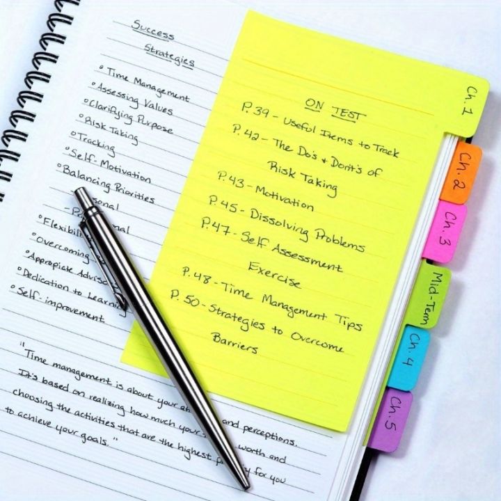 1Pc Divider Sticky Notes, Tabbed Self-Stick Lined Note Pad, 60 Ruled ...