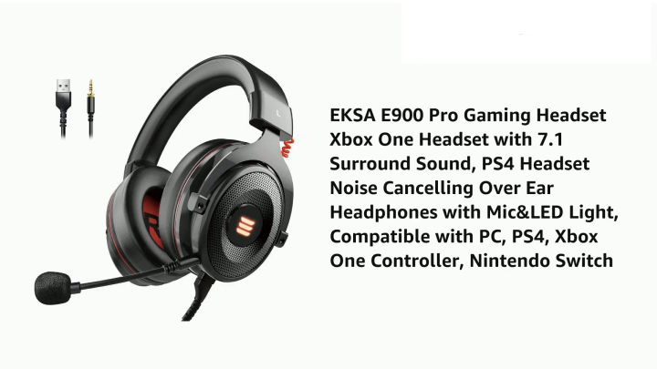EKSA E900Pro Gaming Wired Over Ear Headphones With Virtual 7.1 Surround Sound, Noise Cancelling ...