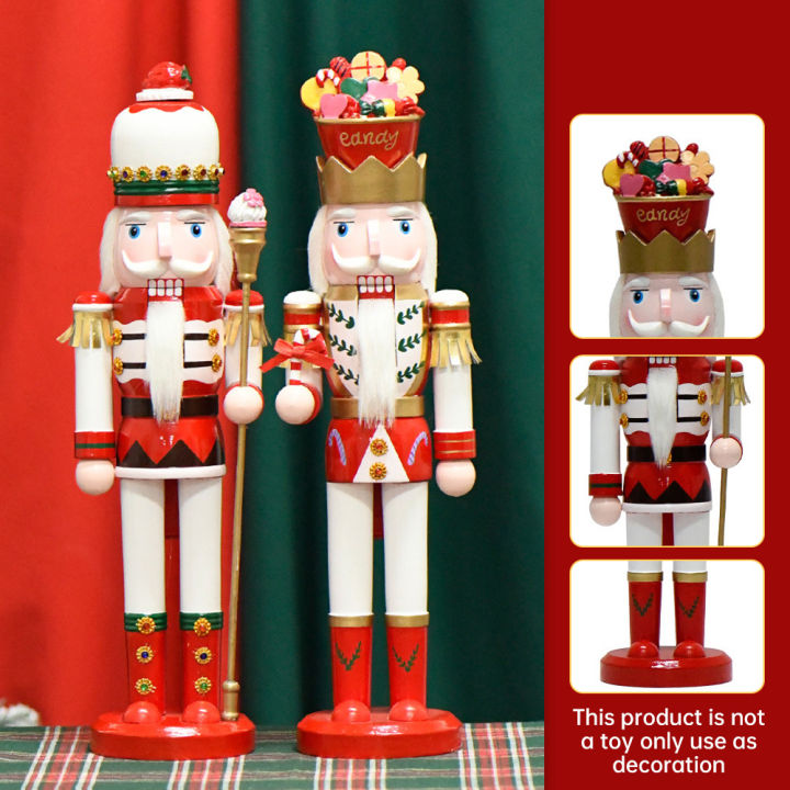 38CM Nutcracker Soldier Puppet Candy Series Wooden Nutcracker Statue ...