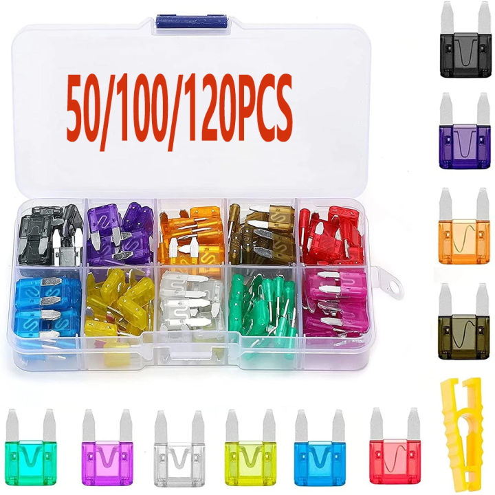 50/100/120 Pcs Car Truck Medium Blade Fuses 2A-40A10 Types Car Fuse ...