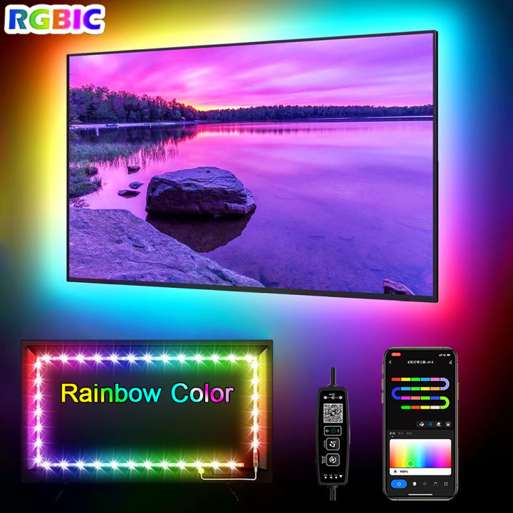 Led Lights for TV APP Control Music Sync RGBIC Rainbow Chasing Effect ...