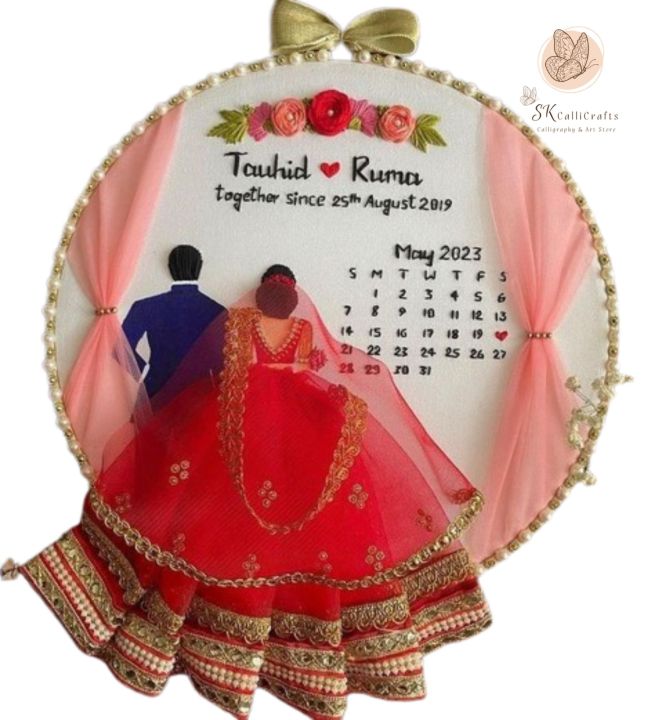 Customised Couple Hand Embroidery Hoop Art/Customised Hand Embroidery ...