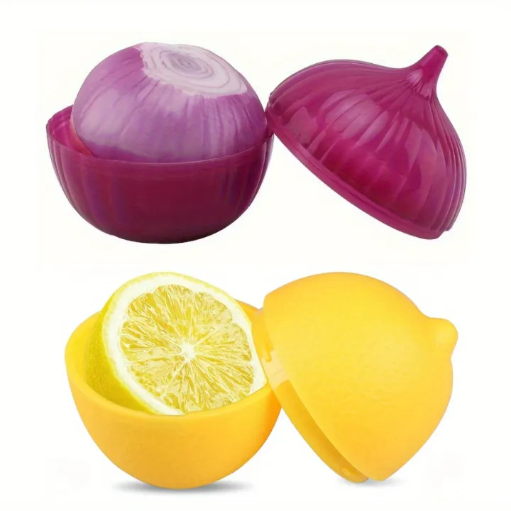 1pc Food Savers, Lemon & Onion Shaped, Multipurpose, Freezer Safe, Flip ...
