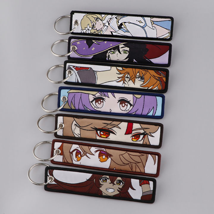 Anime Genshin Impact Embroidered Keyring Keys Holder Cute Keychain for ...