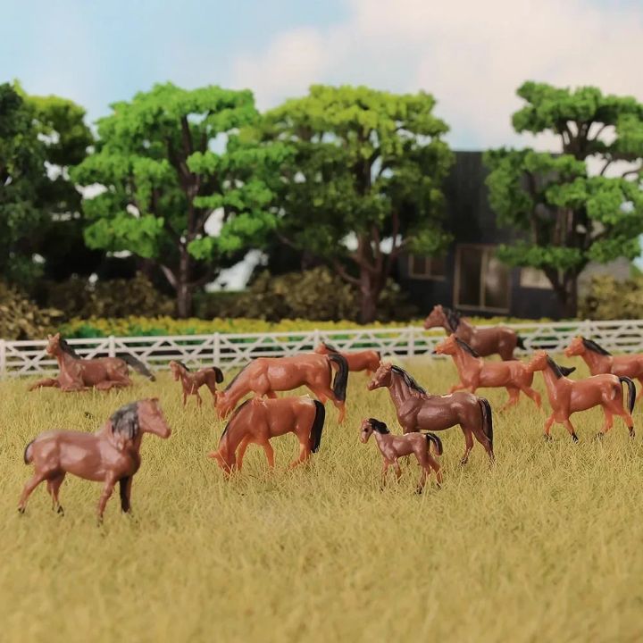 10PCS 1:87 HO Scale Miniature Farm Animals Painted Horses Model DIY ...