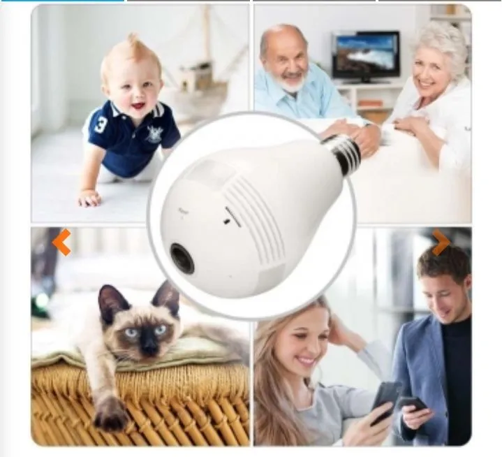 Wi-Fi Light Bulb Camera - HD 360 Degree Panoramic View | Daraz.pk