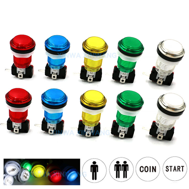 Kit Arcade DIY 33mm LED Push Button 12V Light Clear Cap With ...