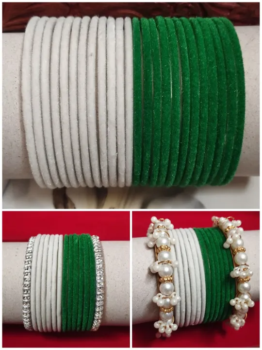 14 August Independence Day Special | Green & White Velvet Coated Glass ...