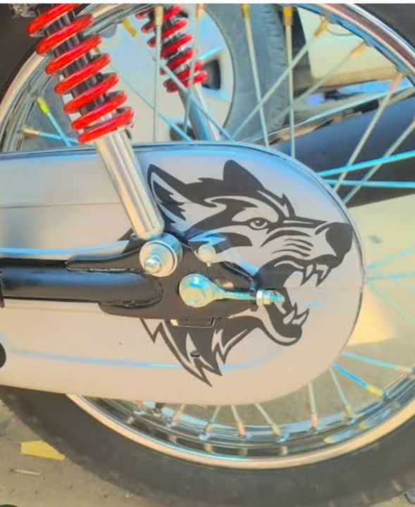 Chain Cover Wolf Sticker for 70cc & 125cc Bike | Stylish Chain Qavar ...