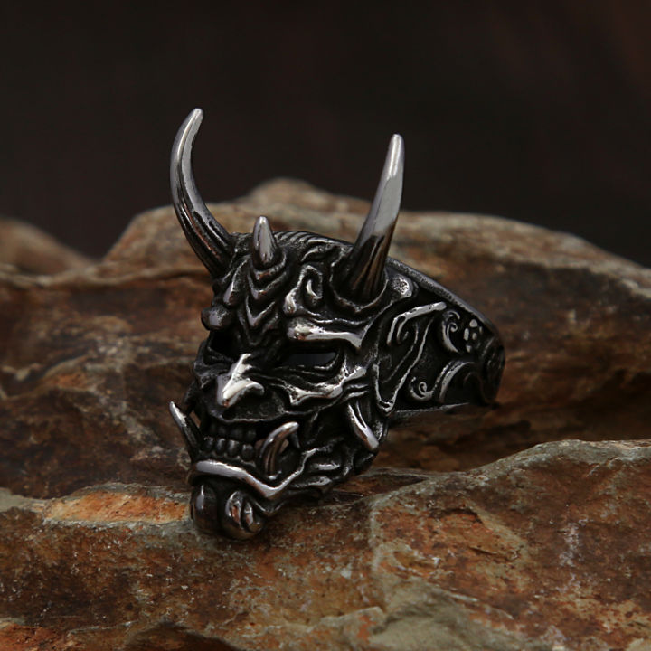 Vintage Unique Domineering Skull Ring Gothic Stainless Steel Mask Rings ...