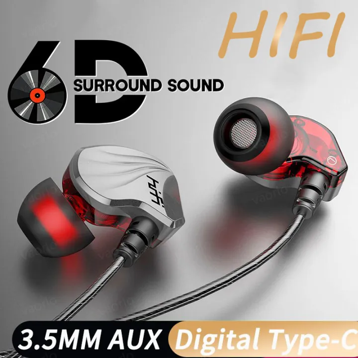 HIFI 6D Surround Bass in-Ear Wired Headphones 3.5mm Type C Earphone ...