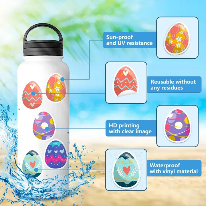 50 Sheets Easter Duck Egg Stickers Easter Egg Rabbit Elements Party ...