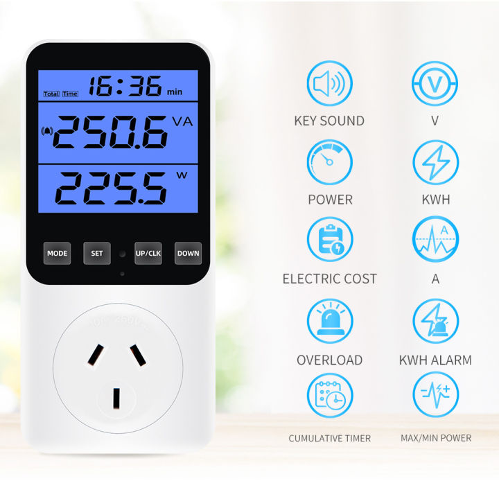Digital Power Energy Meter 230V Wattmeter Socket Analyzer LCD AC ...