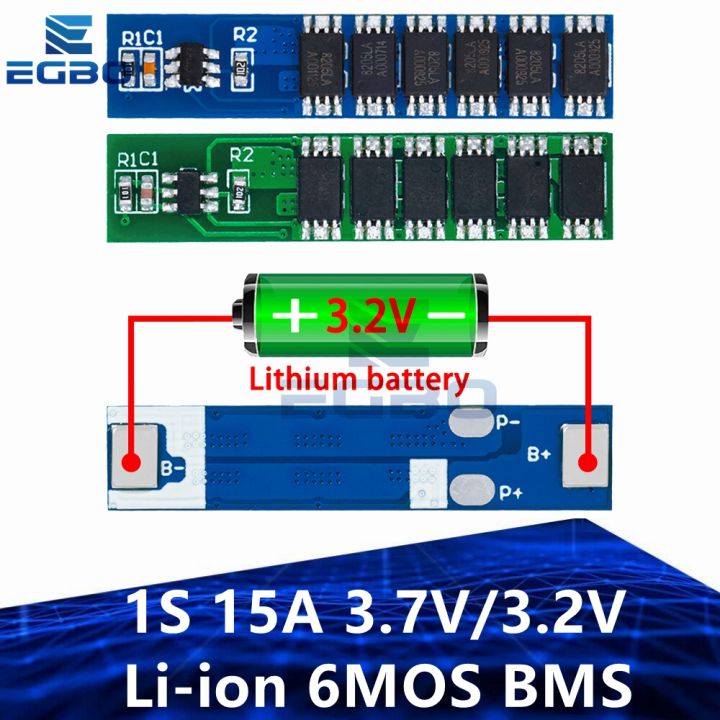 EGBO 1S 15A 3.7V/3.2V Li-ion 6MOS BMS PCM Battery Protection Board PCM ...