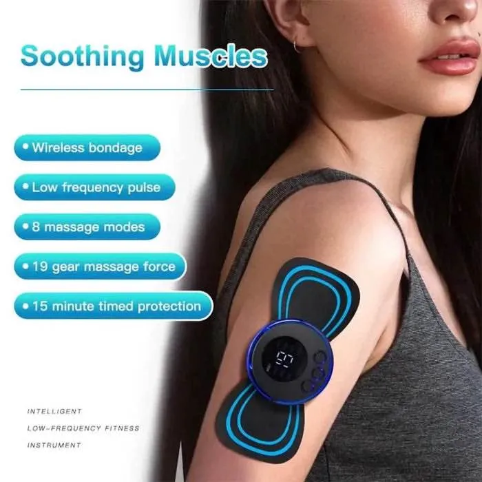 Portable EMS Neck Massager | Electric Butterfly Massage Pad with Pulse ...