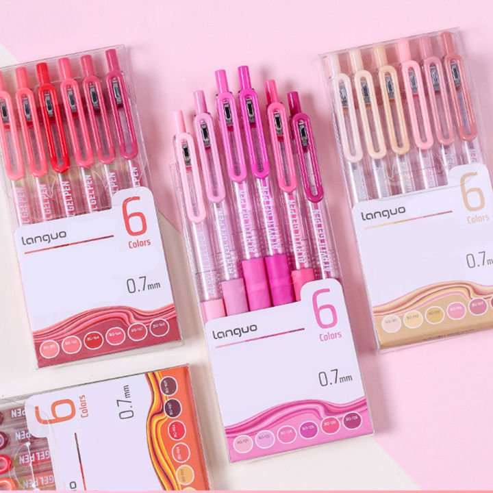 6PCS Retractable Color Gel Pens, 0.7mm Fine Tip, Large Capacity ...