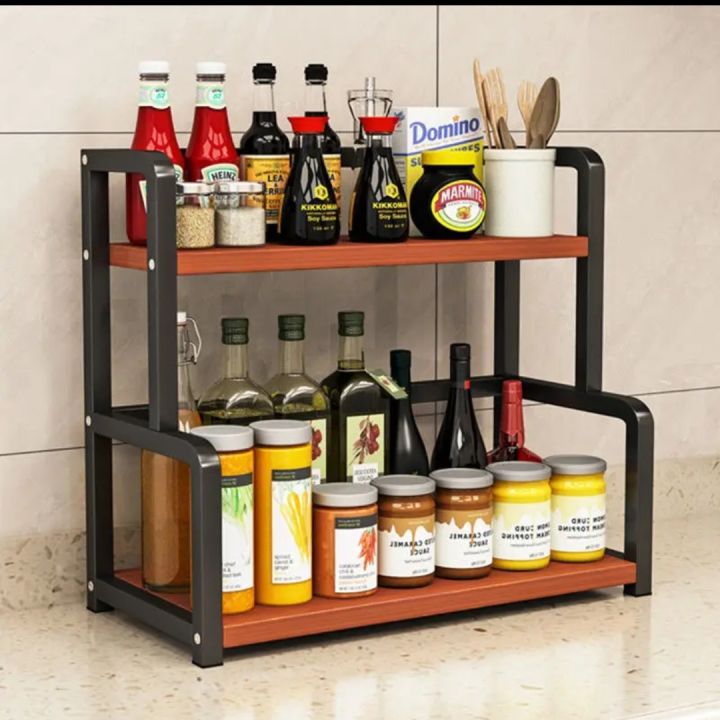 Metal 2 Tier Kitchen Storage Rack Space Saving Countertop Spice Rack ...