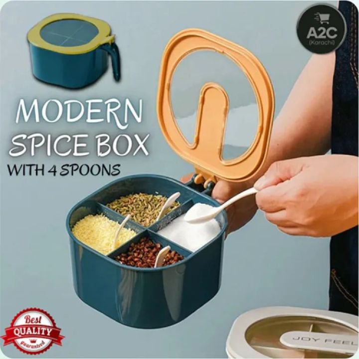 4 in 1 Condiment Jars Seasoning Box Set Spice Storage Spice Containers ...