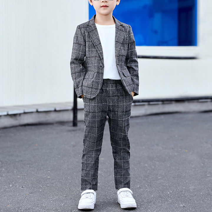 Classic Kids Piano Clothing Sets Formal Checkered Baby Boy Wedding ...
