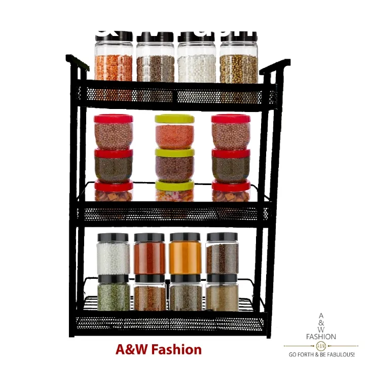 3 Tier Countertop Kitchen Storage Rack and Bread Basket – Multipurpose ...