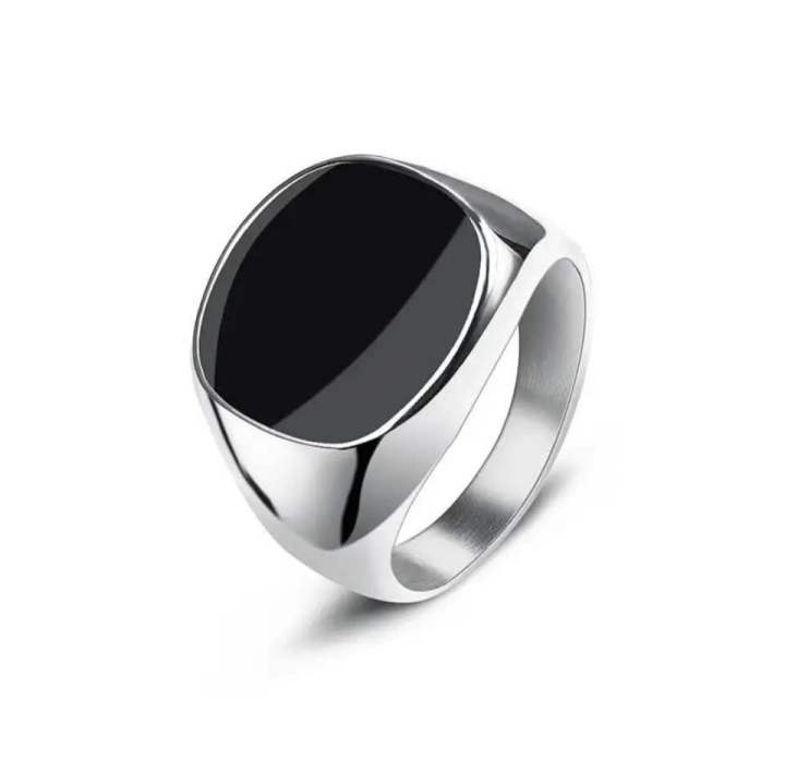 Black Square Ring For Men | Hip Hop Ring for Men Fashion | Black Enamel ...