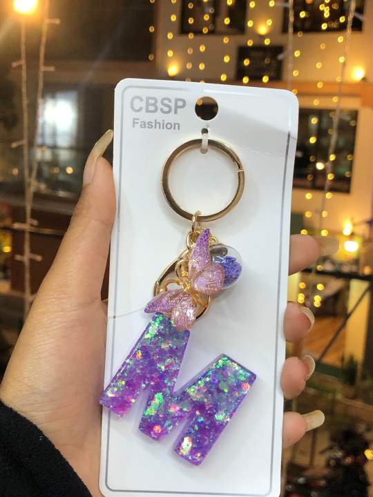 Glitter Shiny Letter"M" Keychain | Daraz.com.np