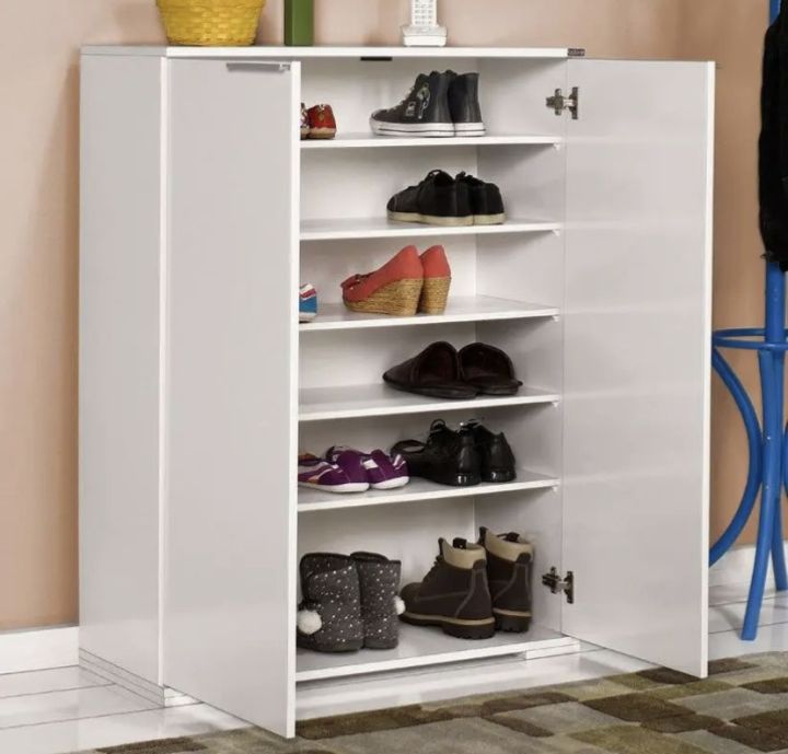 Multipurpose Shoes Rack Storage white and black finish space-saving ...