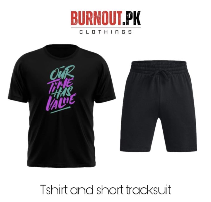 BURNOUT.PK NEW TRENDY SUMMER COLLECTION PRINTED TSHIRT AND BLACK SHORT ...