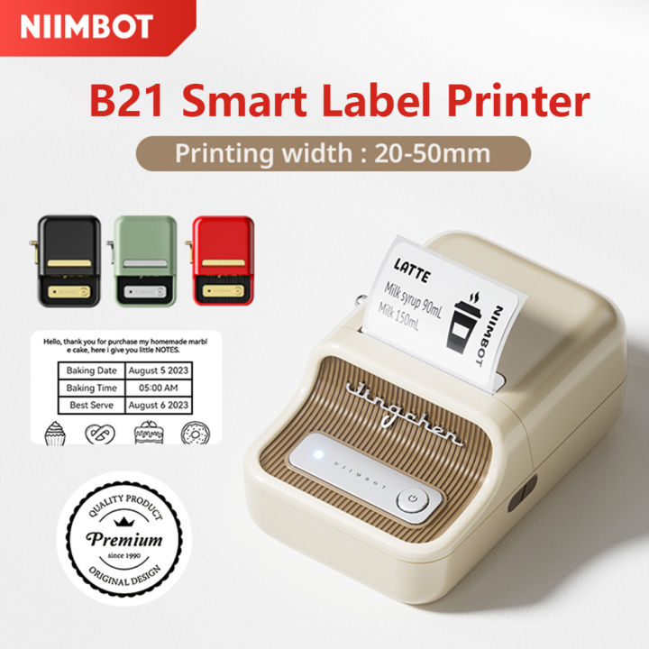 NIIMBOT B21 Bluetooth Label Printer Portable Handheld Thermal B1 Mini Printer For Barcode QR ...