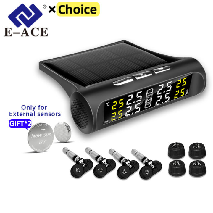 E-ACE 4 TPMS sensor Solar Power Car Tire Pressure Monitoring System Car Safety Tire Pressure ...