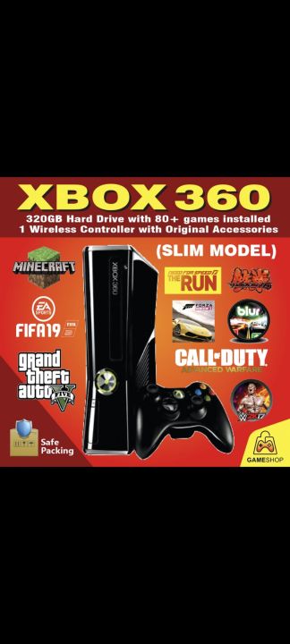 Xbox 360 320GB with Wireless controller 80+games installed with high resolution graphics and ...