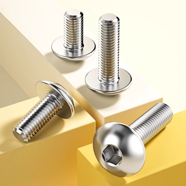 10pcs 304 Stainless steel Big Flat Round Head Inner Hexagon Screw Bolt ...
