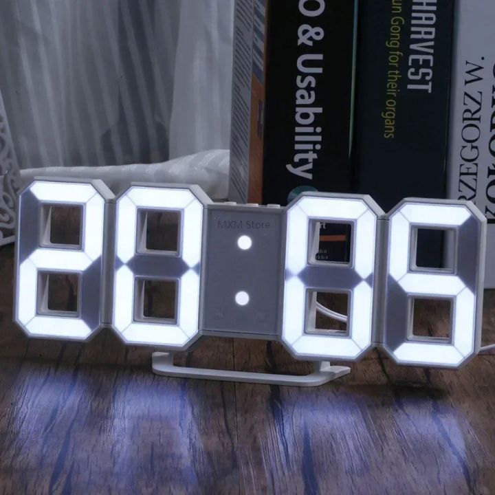 3D LED Digital Clock Wall Decoration Glow Night Mode Decoration for ...
