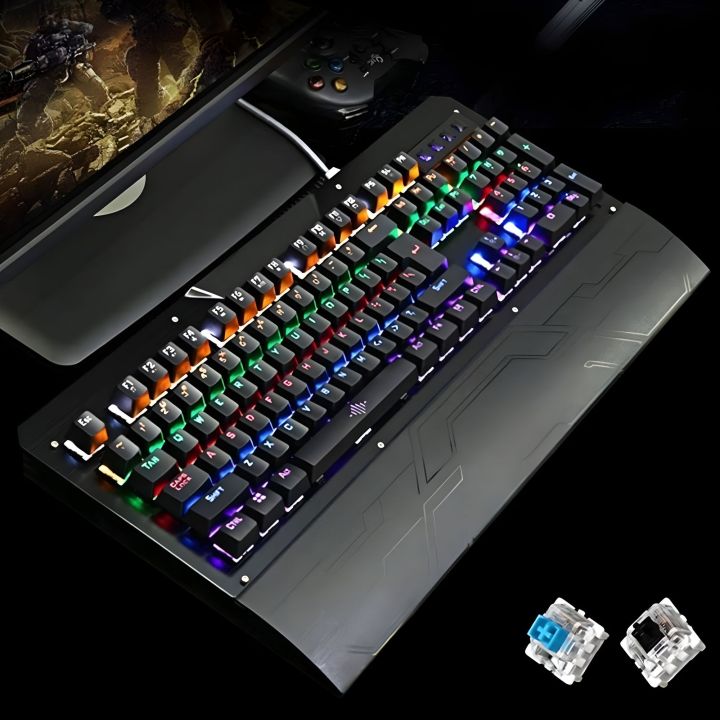 Gigaware K26 Wired RGB Mechanical Keyboard, Backlight Gaming Keyboard, RGB Color, 104 Key, Anti ...