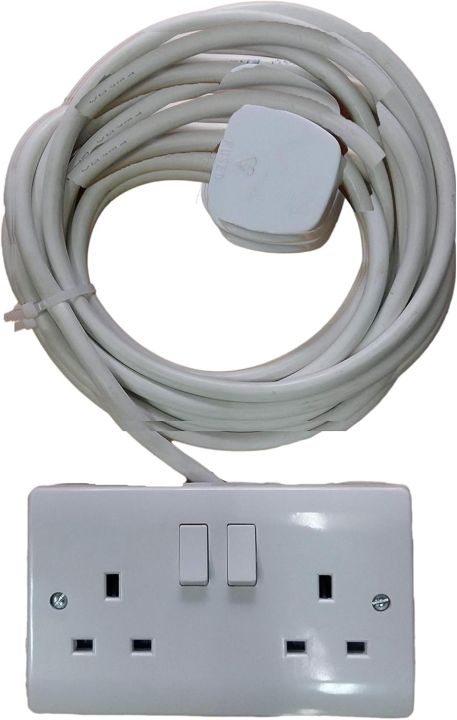 Schneider Electric Lead 13A 2 Gang UK Standard Switch Socket,White with ...