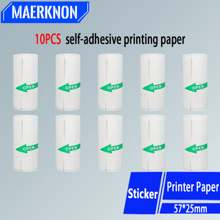 10 Rolls Mini Printer Label Sticker 57x25MM Self-adhesive Paper Thermal ...