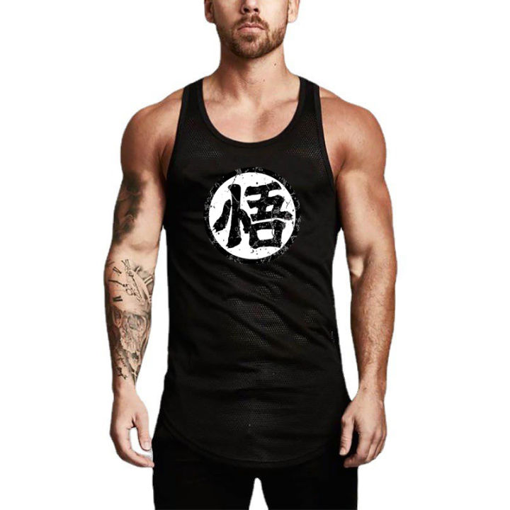 Gym Bodybuilding Rounded Hem Sleeveless Tank Tops Mesh Breathable Quick ...