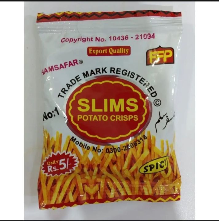 Slims Potato Crisp Snacks / 36 Pcs Spicy Chips Slims Chatpata Snacks ...