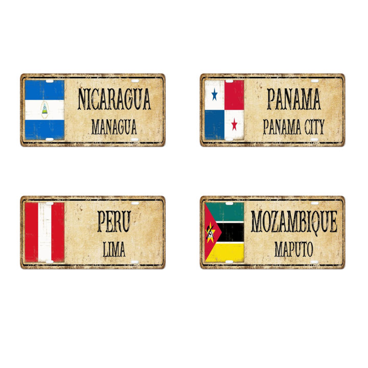 Country Flag License Plate Nicaragua Flag Car Tags Frame Decoration ...
